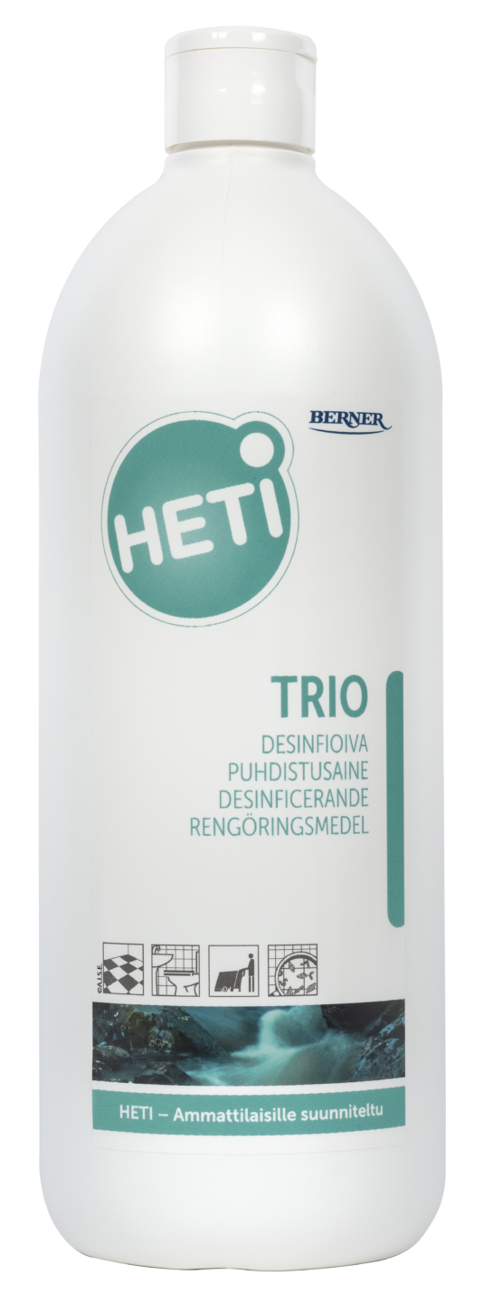 Kloramin T-pohjainen tehokas puhdistusaine HETI Trio | Berner